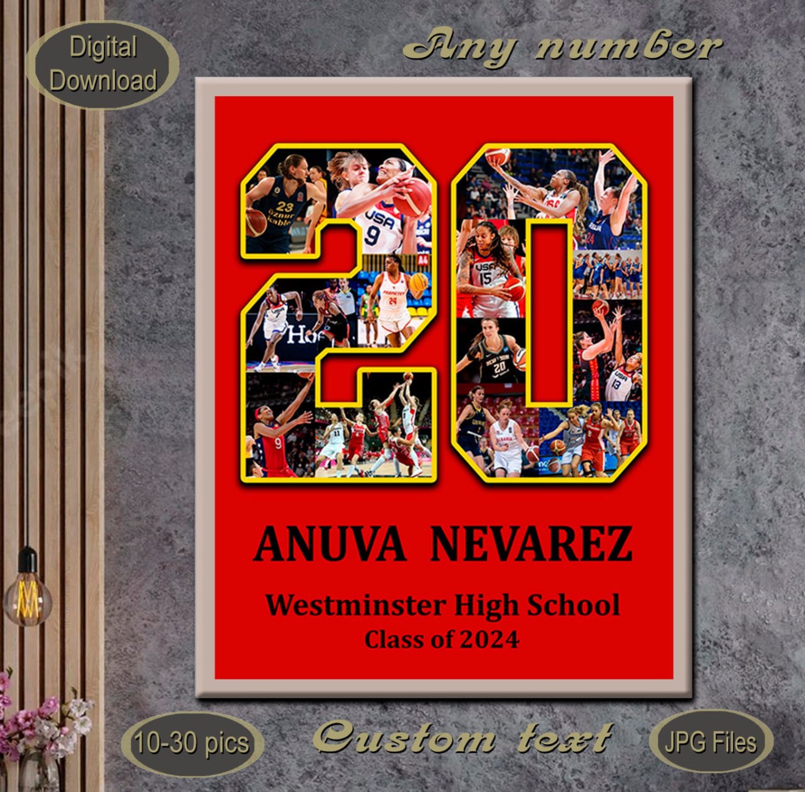 Sport Number Photo Collage Basketball Senior Night Gift - Etsy