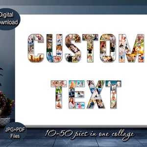 Custom Text Photo Collage, Personalized Photo Collage, Any Custom Word ...