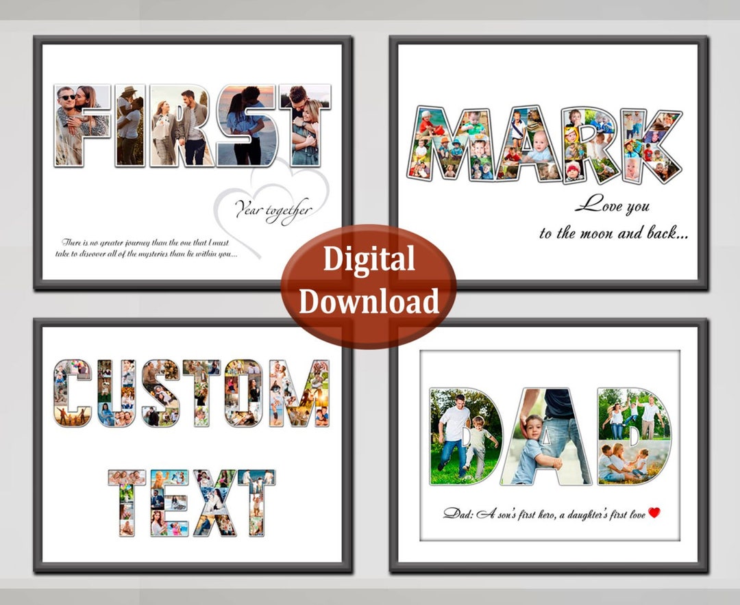 Custom Photo Collage Personalized Gift Collage Name Photo Collage Dad ...