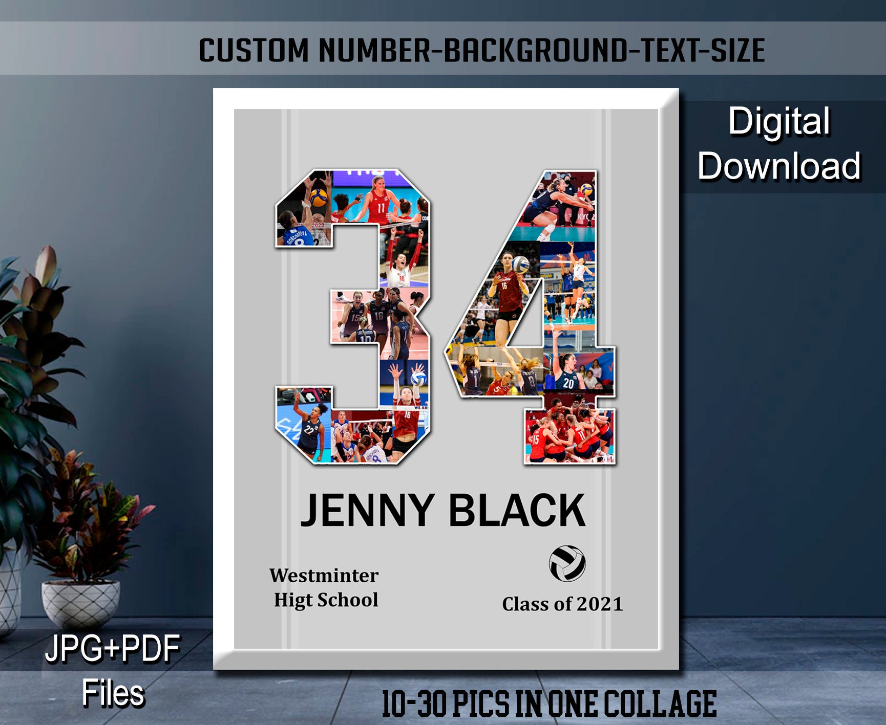 Sport Number Photo Collage, Baseball Photo Collage, Basketball Poster ...