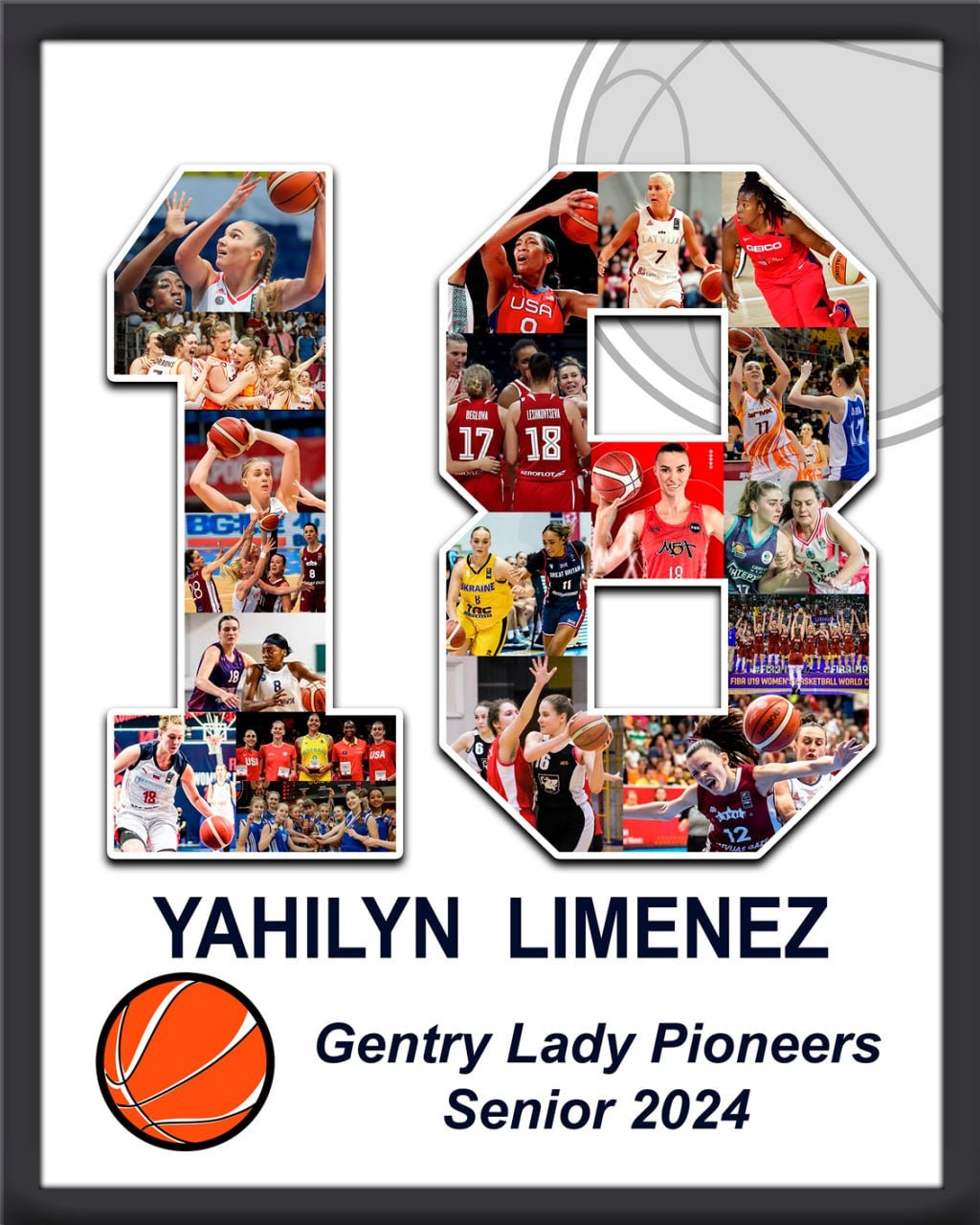 Basketball Photo Collage Basketball Ball Collage Senior Night Gift for ...