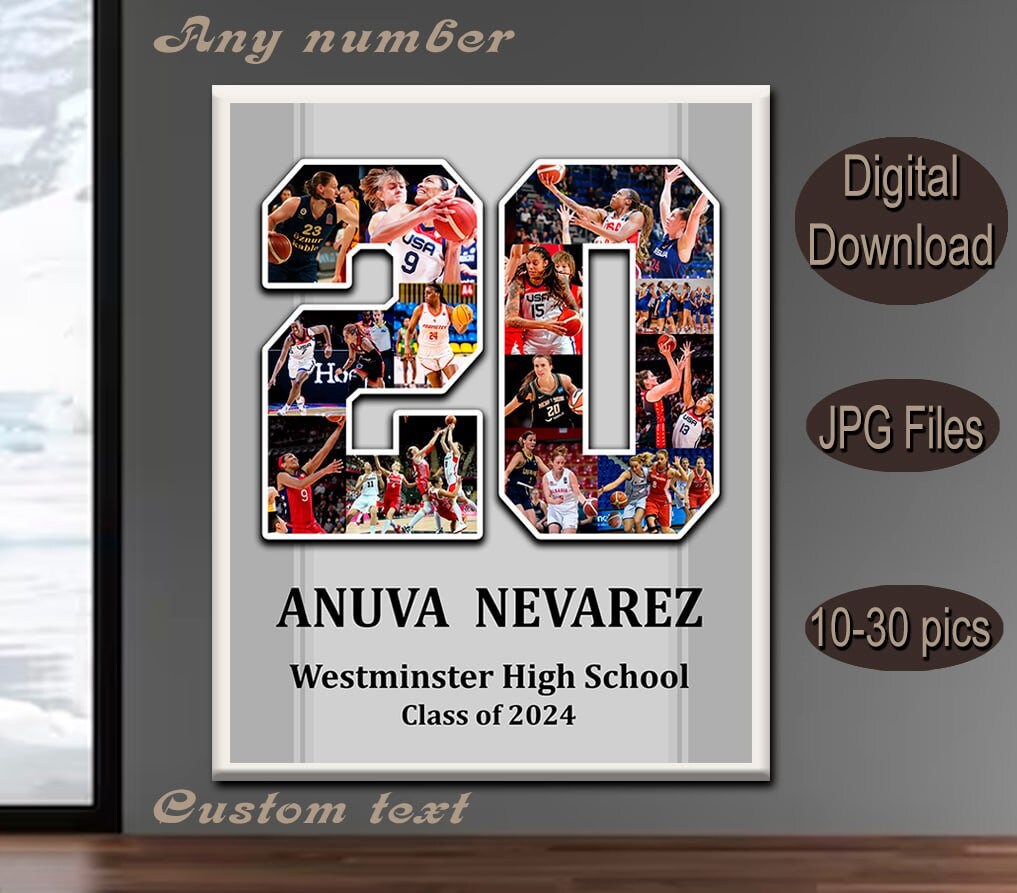 Sport Number Photo Collage Basketball Senior Night Gift - Etsy