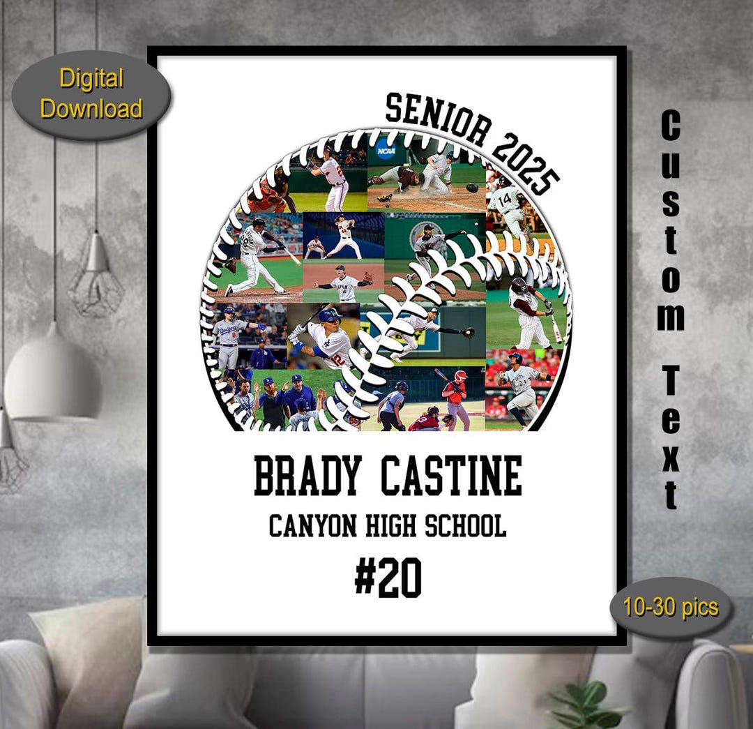 Baseball Photo Collage Senior Baseball Gift Idea Baseball Poster ...