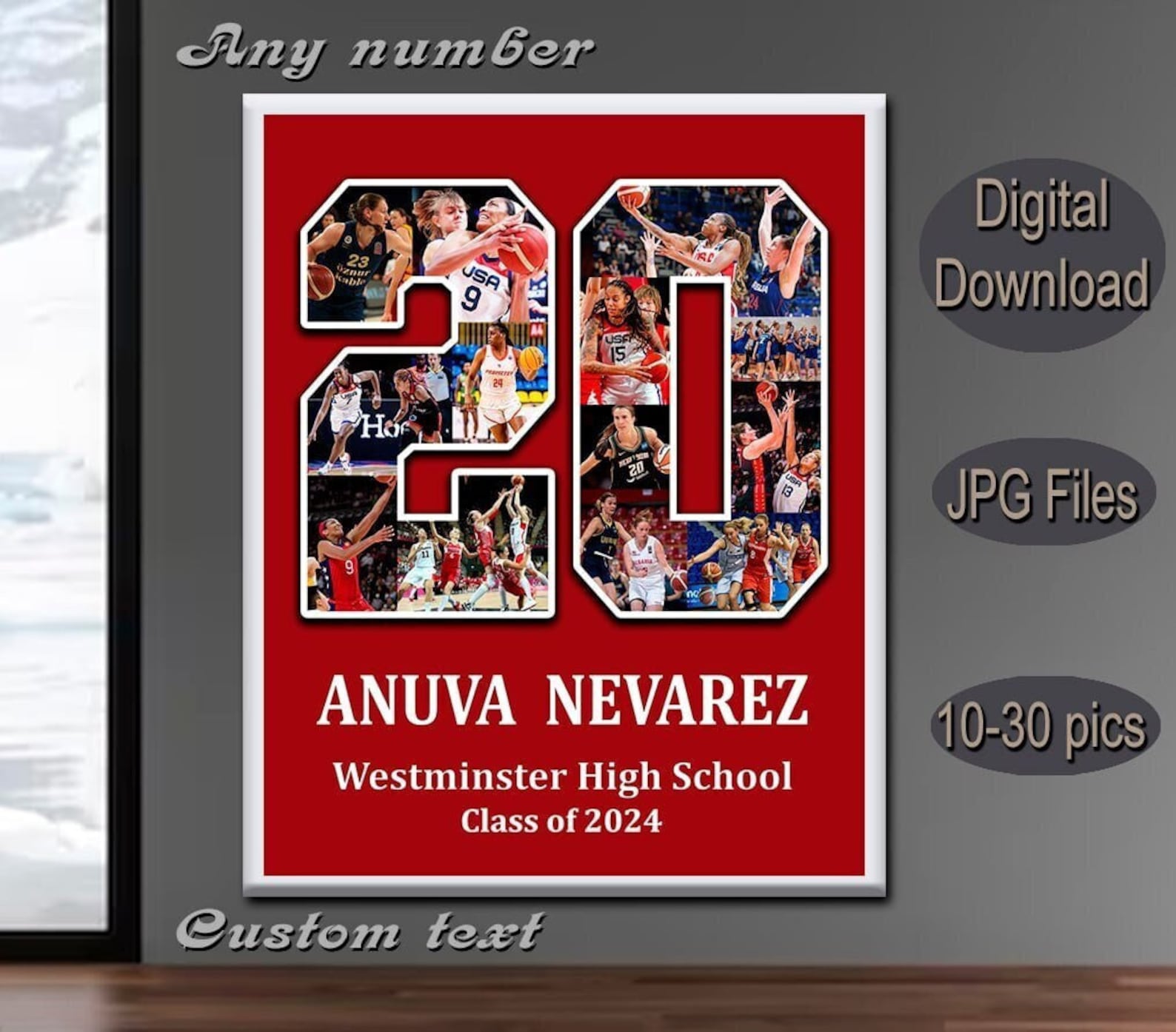 Sport Number Photo Collage Basketball Senior Night Gift - Etsy