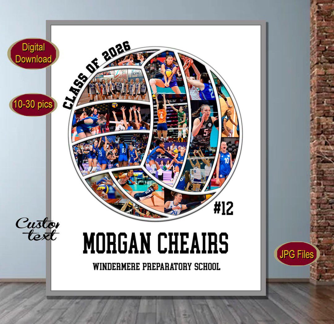 Volleyball Photo Collage Senior Volleyball Gift Volleyball Banner ...