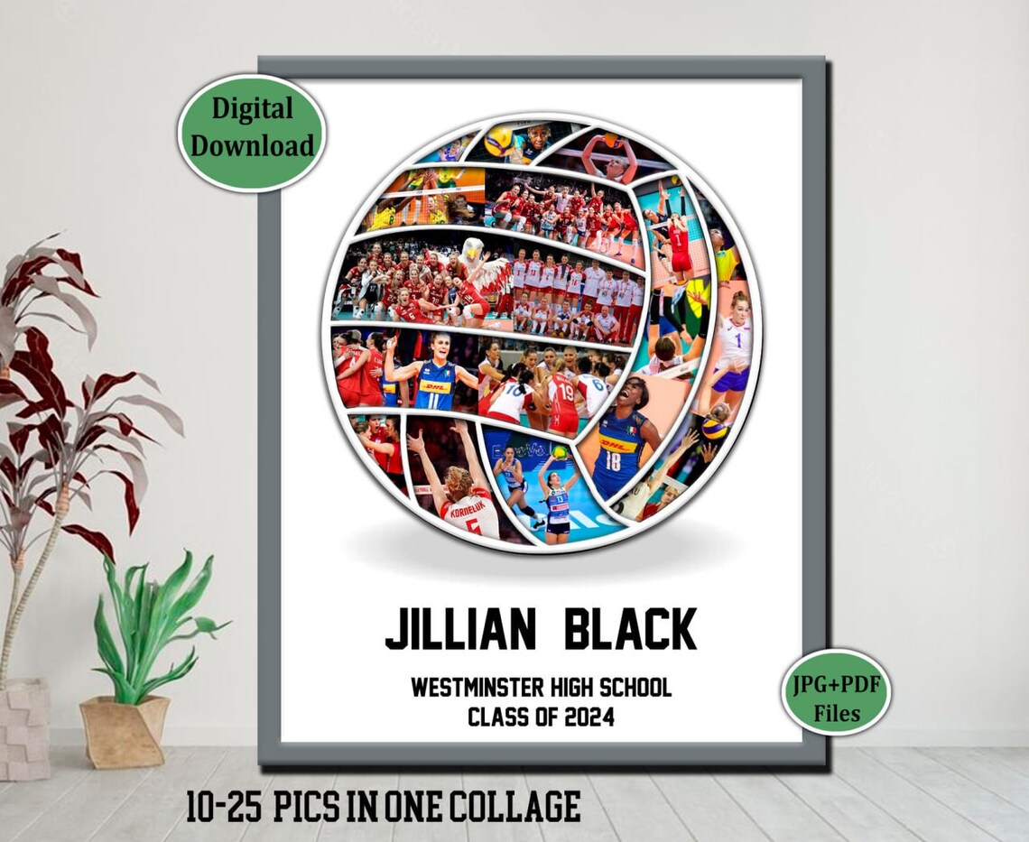Volleyball Senior Gift Volleyball Photo Collage Sport Senior Night Gift ...