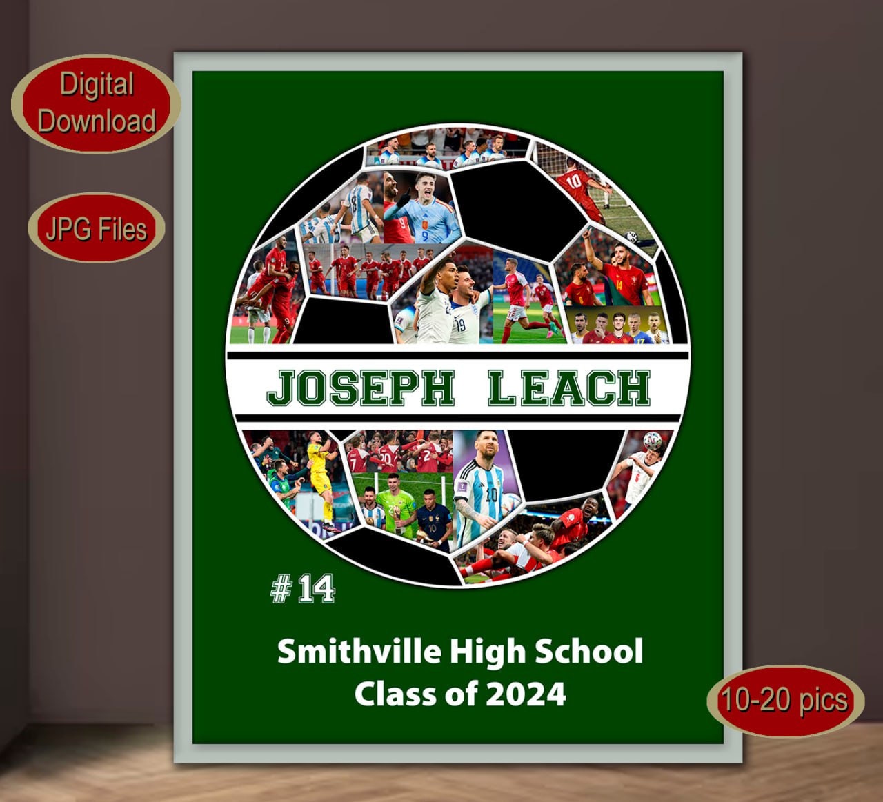Soccer Ball Photo Collage Senior Soccer Poster Soccer Coach Gift Senior ...
