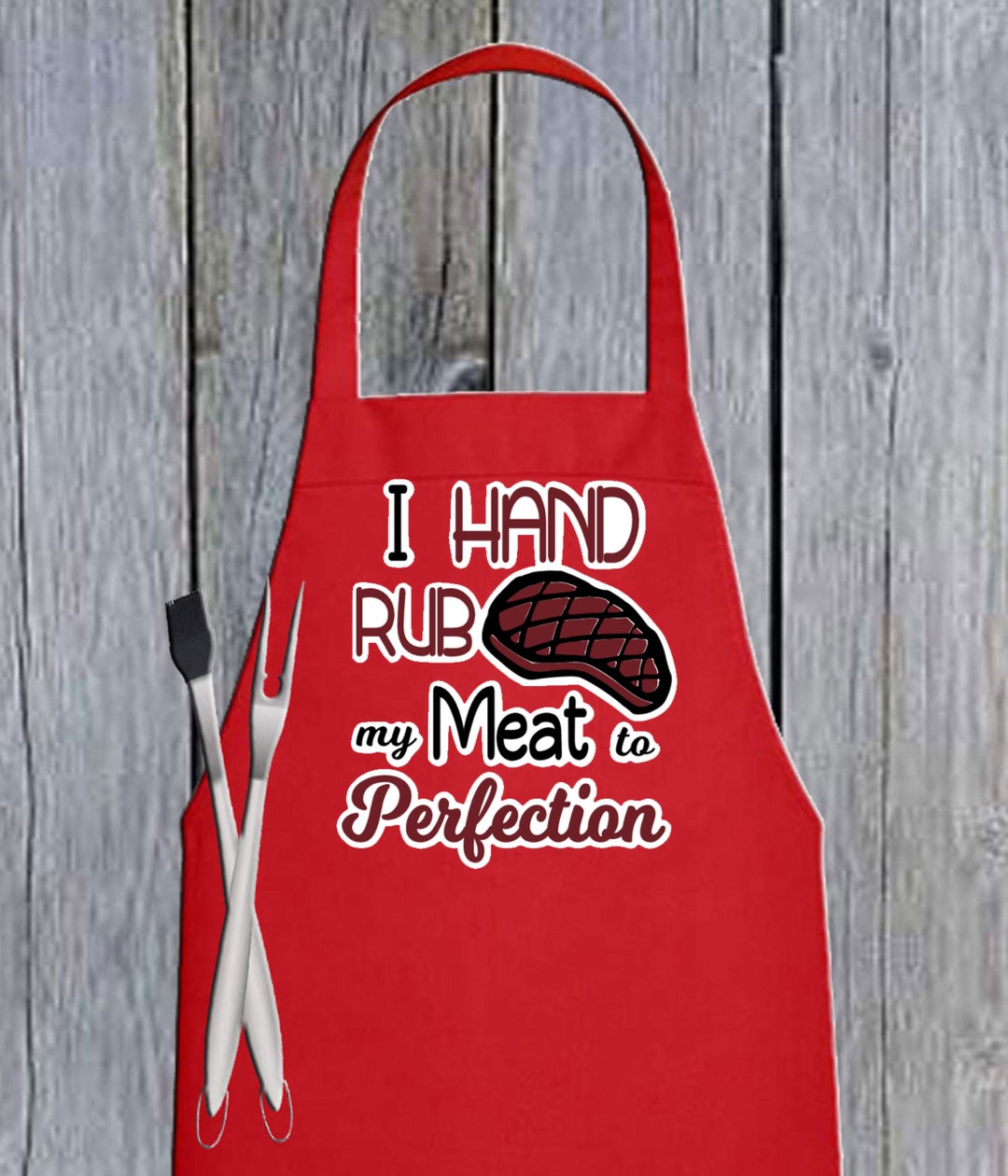 Funny Apron for Men, I Hand Rub My Meat to Perfection Grilling Apron ...