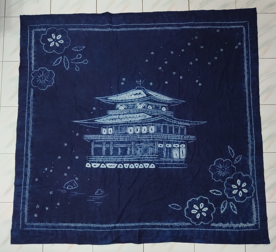 Antique Vintage Traditional Japanese Tablecloth Table Cover Indigo Tie ...