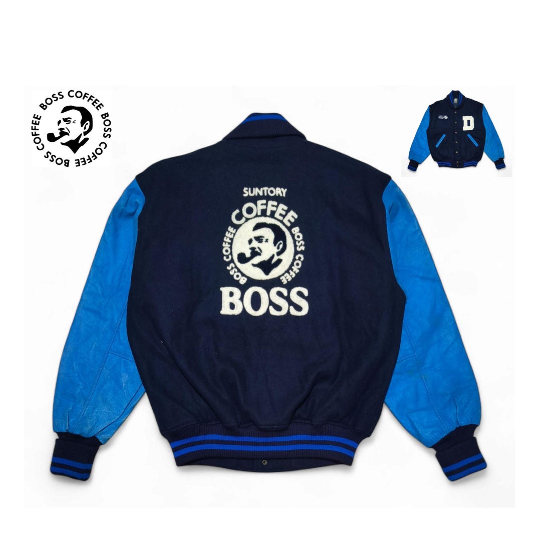 Vintage - Suntory Boss Coffee Varsity Jacket: Embroidered Wool Blend ...