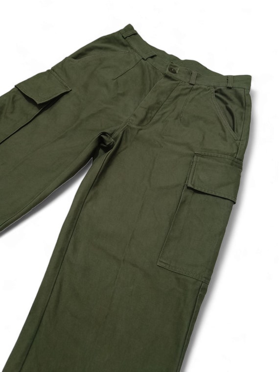 Vintage Dutch Military Cargo Pocket Cotton Pants Trou… - Gem