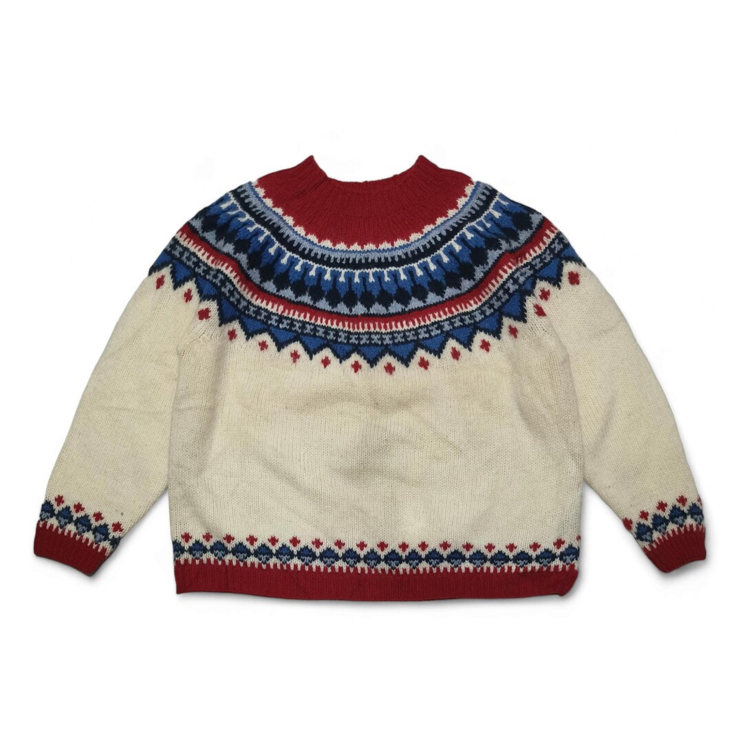 Vintage 90s EDDIE BAUER Ethnic Aztec Motifs Pattern Knit Wool Thick ...