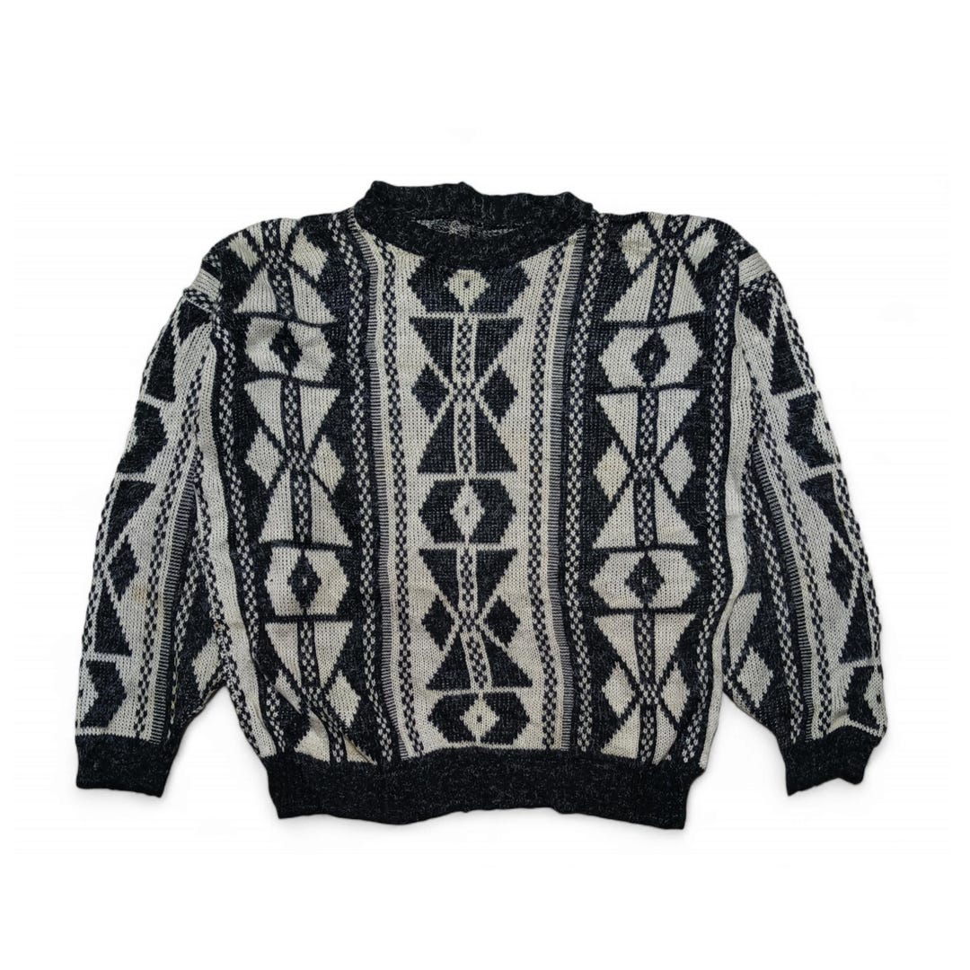 Vintage 70s Aztec Navajo Ethnic Abstract Motifs Pattern Knit Crewneck ...