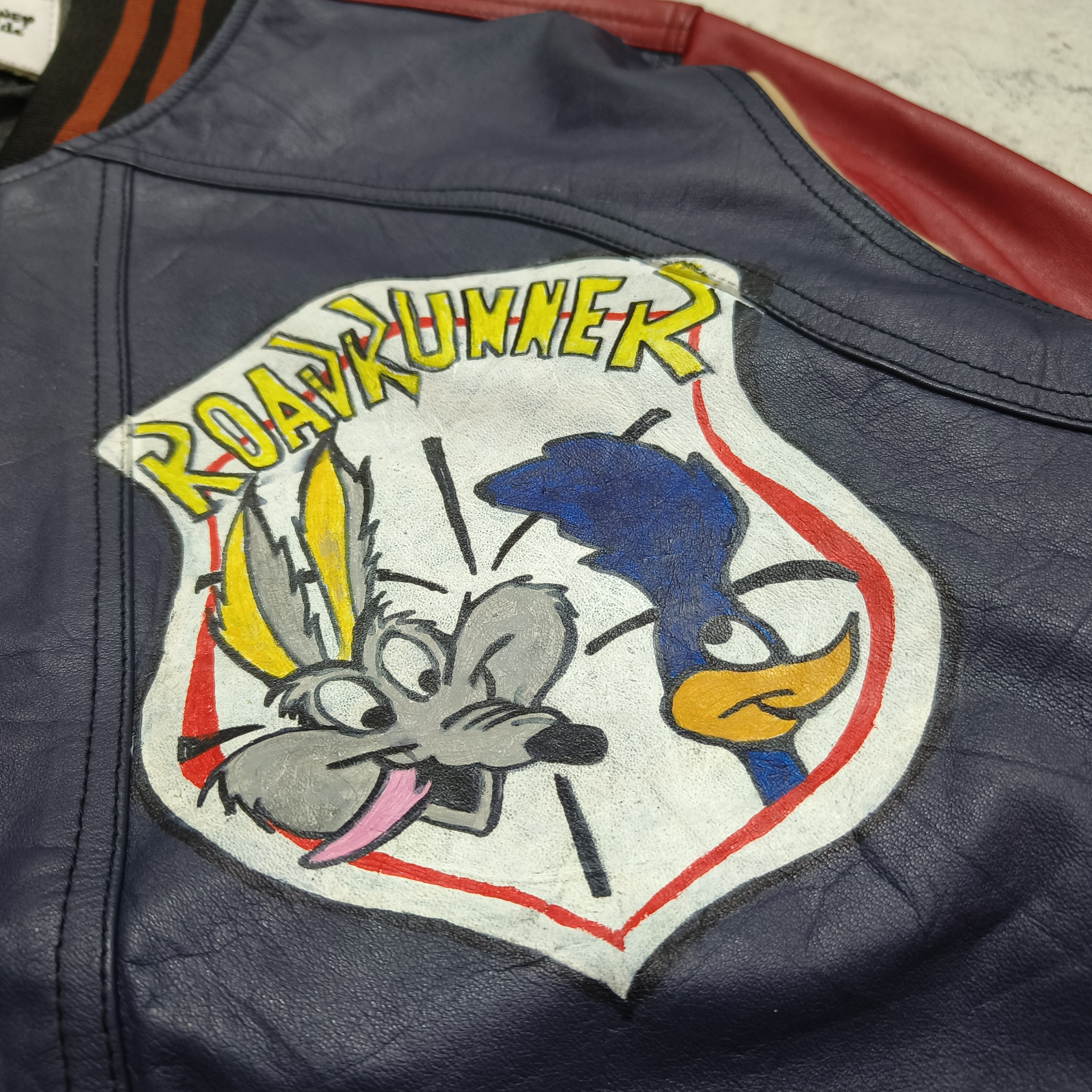 Vintage Walt Disney World Road Runner Hand Painted Leather Jacket - Etsy