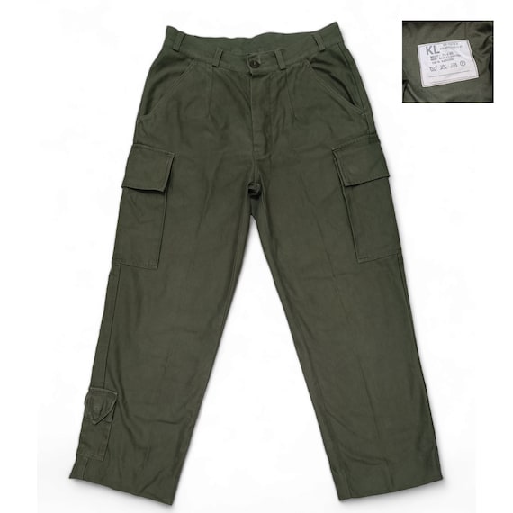 Vintage Dutch Military Cargo Pocket Cotton Pants Trou… - Gem