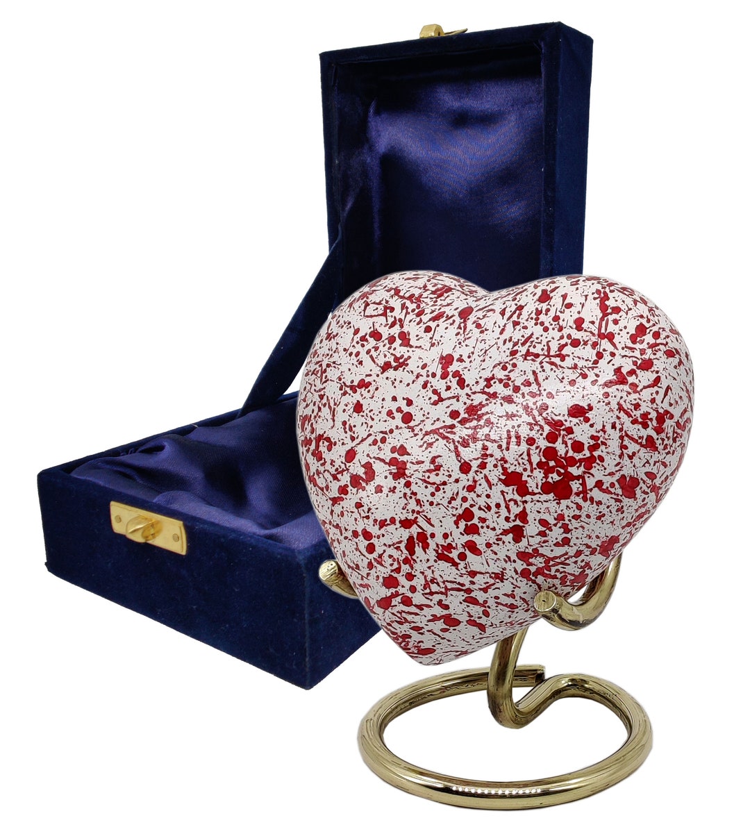 Heart Keepsake Cremation Urn for Human Pet Ashes Red and White Heart ...
