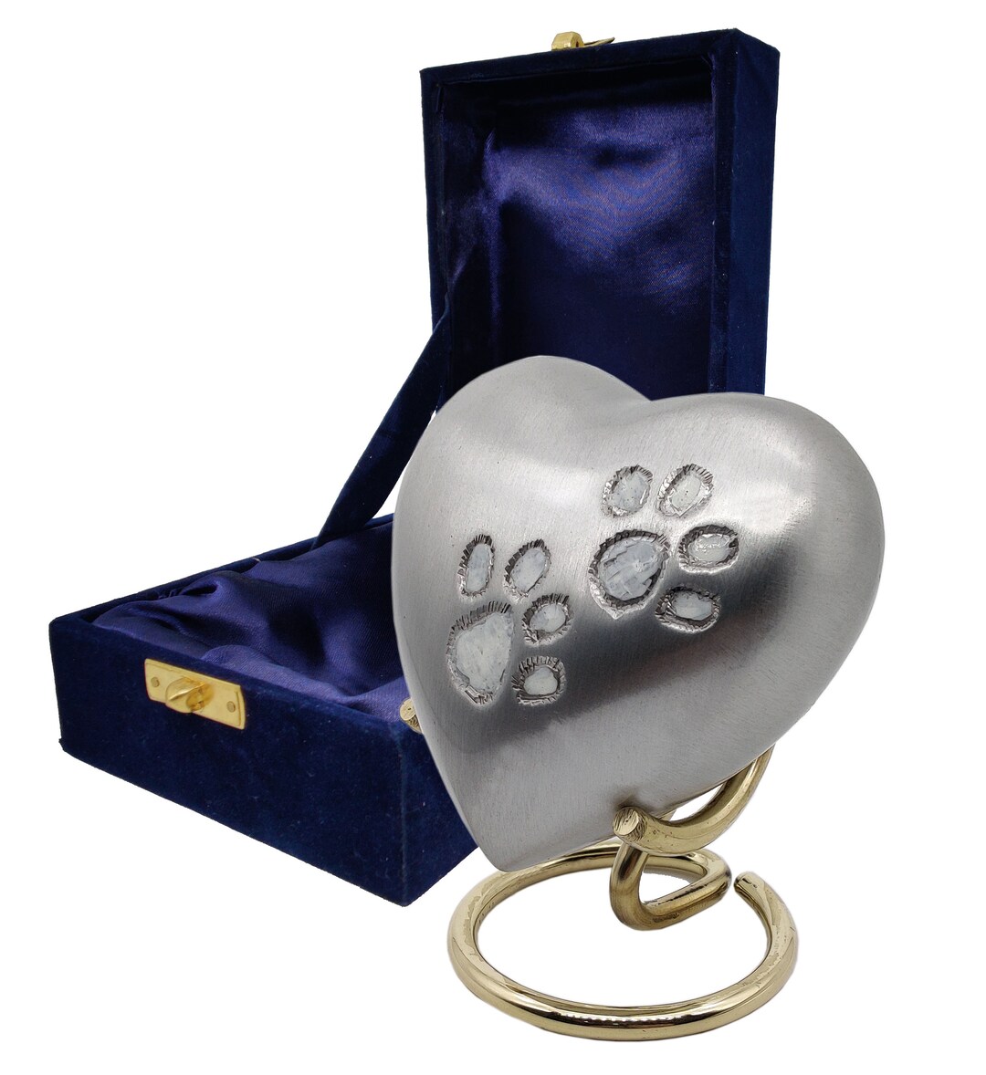Engraved Heart Keepsake Urn: Pet Ashes Memorial, Display Stand & Gift ...
