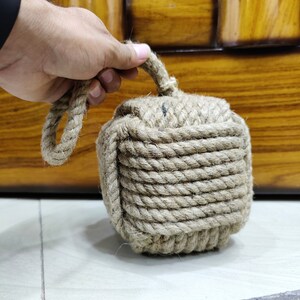 Marseille Monkey Knot Jute Rope Door Stopper 4 Lbs Handmade Square Jute ...