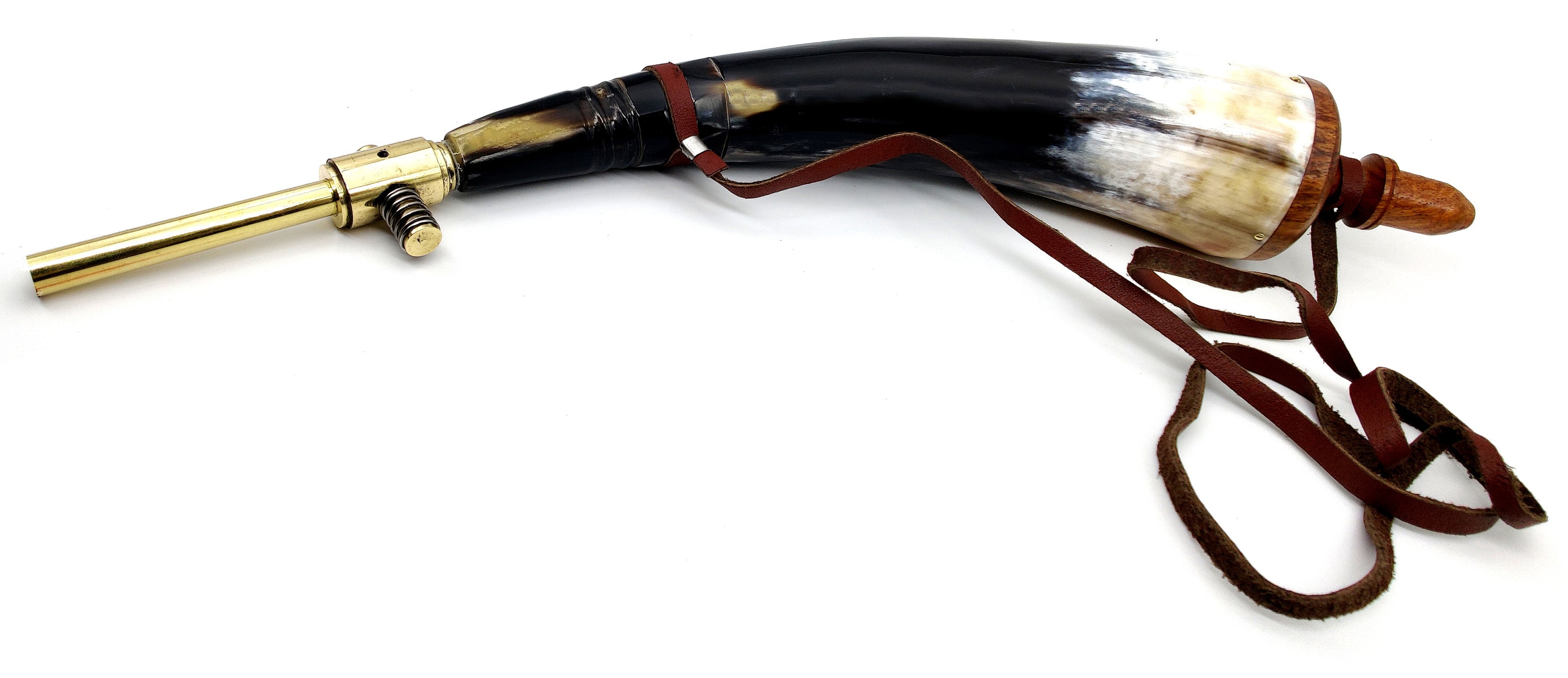 Hand Carved Black Powder Horn: 15" Leather Strap, Civil War Re ...