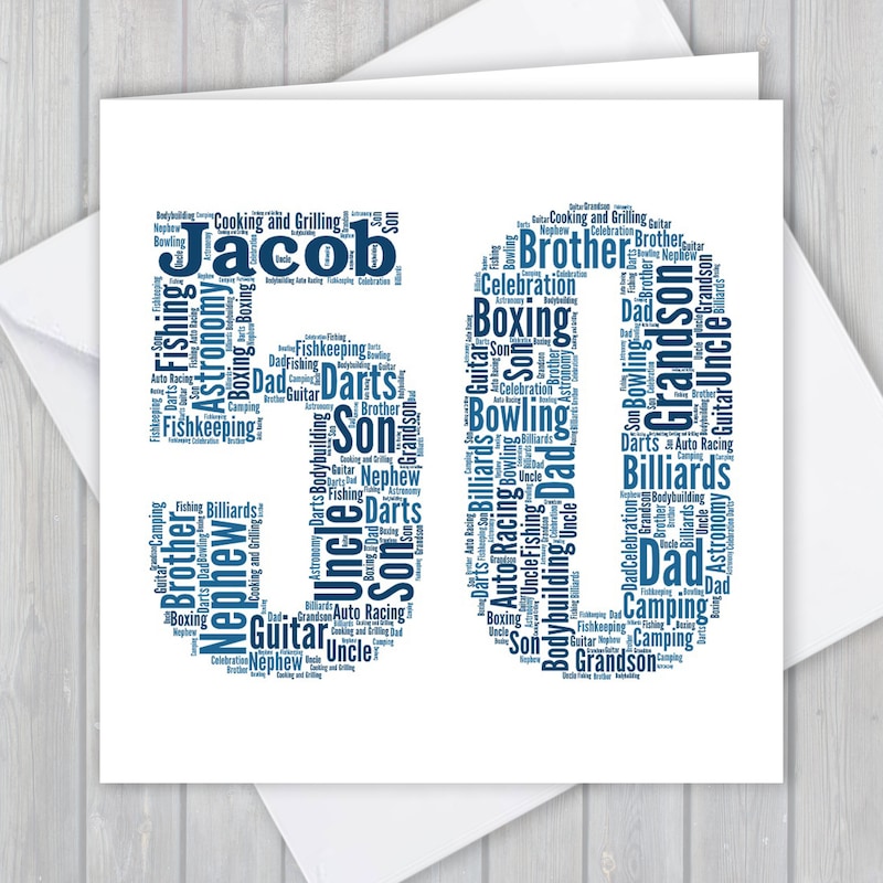 Word Cloud 50th - Etsy UK