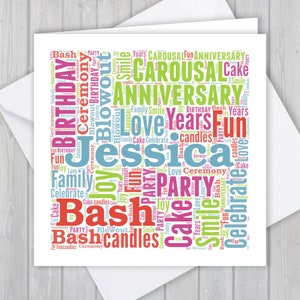 Personalized, Custom Word Art Unique Keepsake Greeting Card, for Her ...