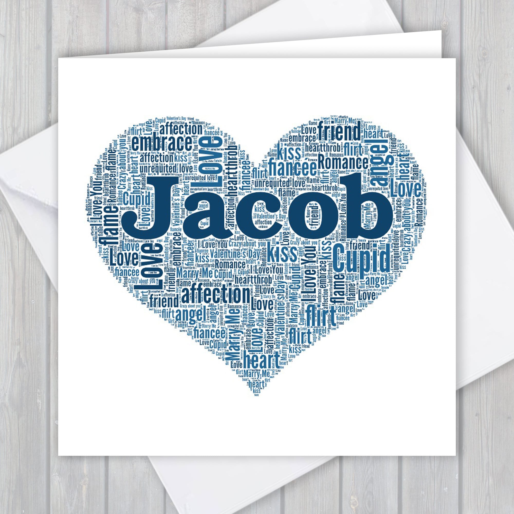 Personalized Love Heart Word Art Greeting Card Unique - Etsy UK