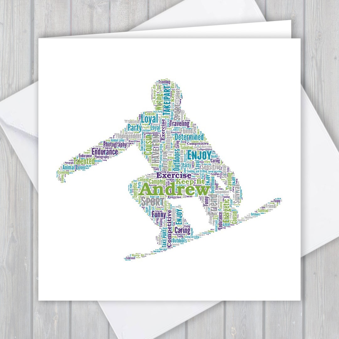 Personalized Snowboarding Greeting Card. Add You Own Words to Create a ...