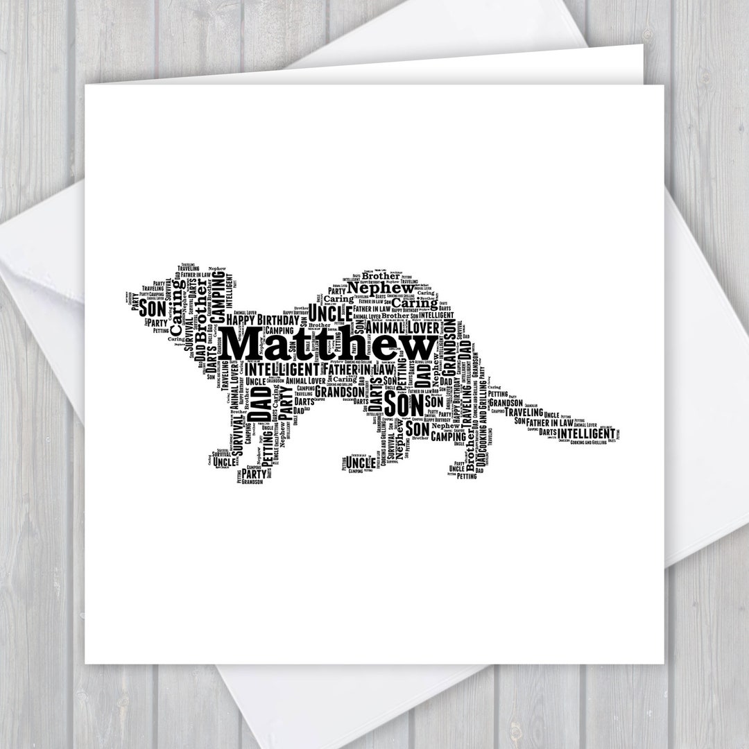 Personalised Ferret, Birthday Greeting Card, Unique Anniversary or ...