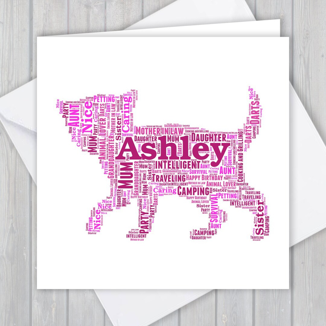 Personalized Kitten Word Art Greeting Card: Unique Keepsake - Etsy