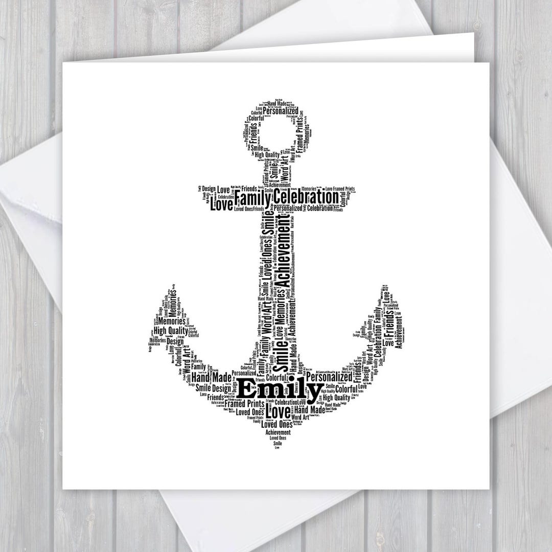Personalized Anchor Word Art Greeting Card: Unique Keepsake HOB105 - Etsy