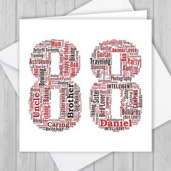 Personalised 88th Birthday Greeting Card Unique Anniversary - Etsy ...