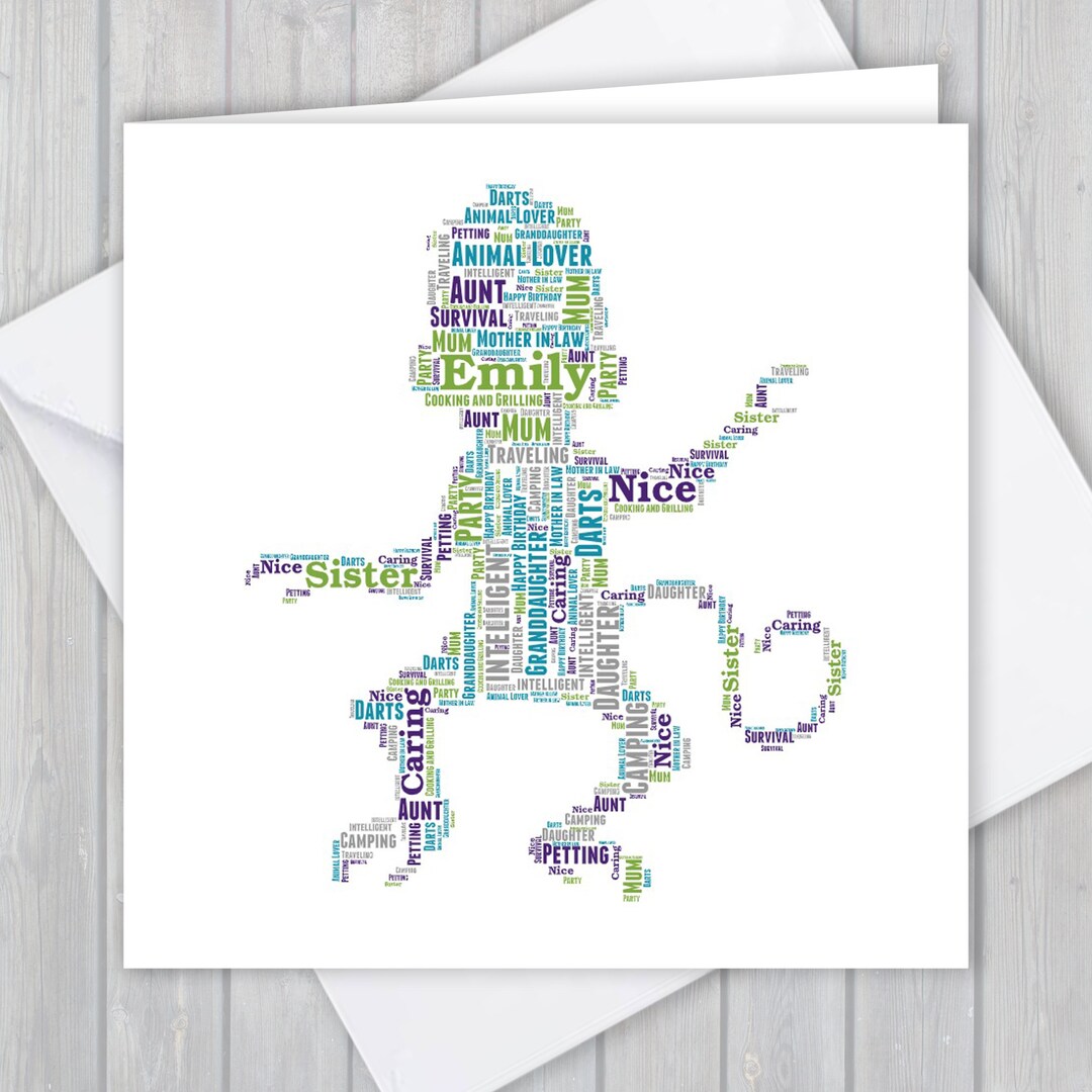 Personalized Monkey Word Art Greeting Card: Unique Keepsake Ani100 - Etsy