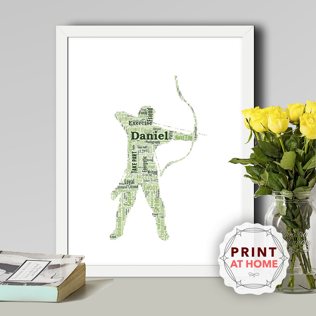 Personalised Archery, Print at Home, Art Gift, Unique Keepsake, for Her ...