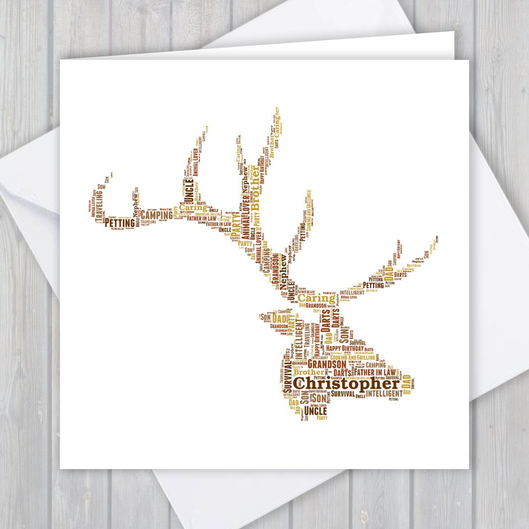 Personalised Elk, Birthday Greeting Card, Unique Anniversary or Thank ...