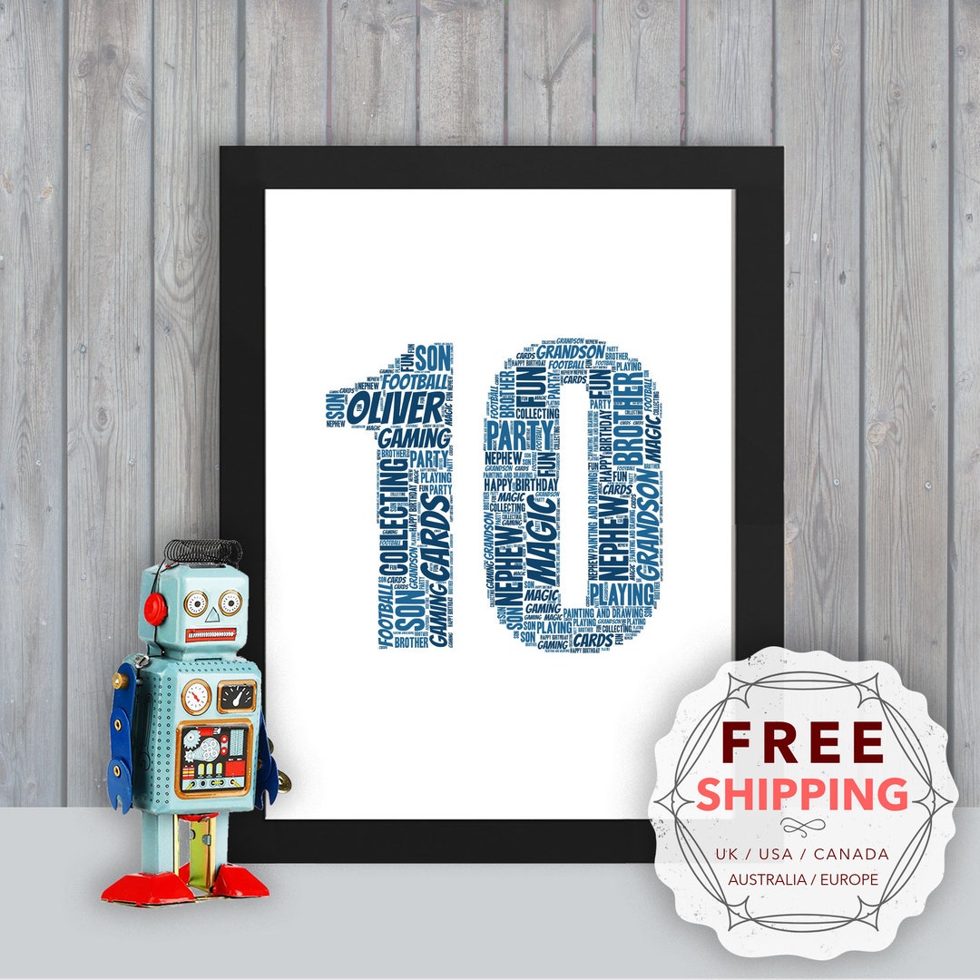 Personalized 10th Birthday Word Art Print: Keepsake Gift BMY010 - Etsy