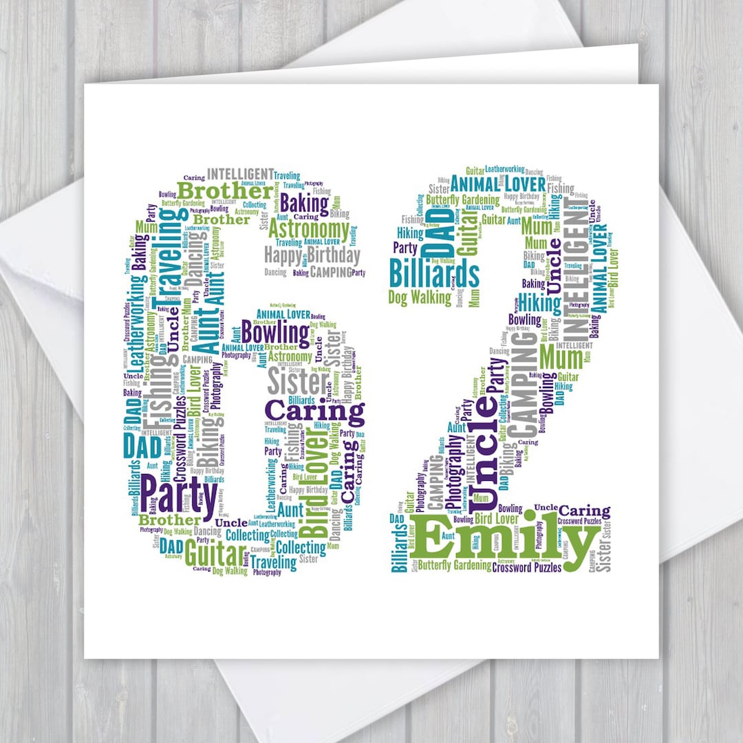 Personalised 62nd Birthday Greeting Card, Unique Anniversary or ...