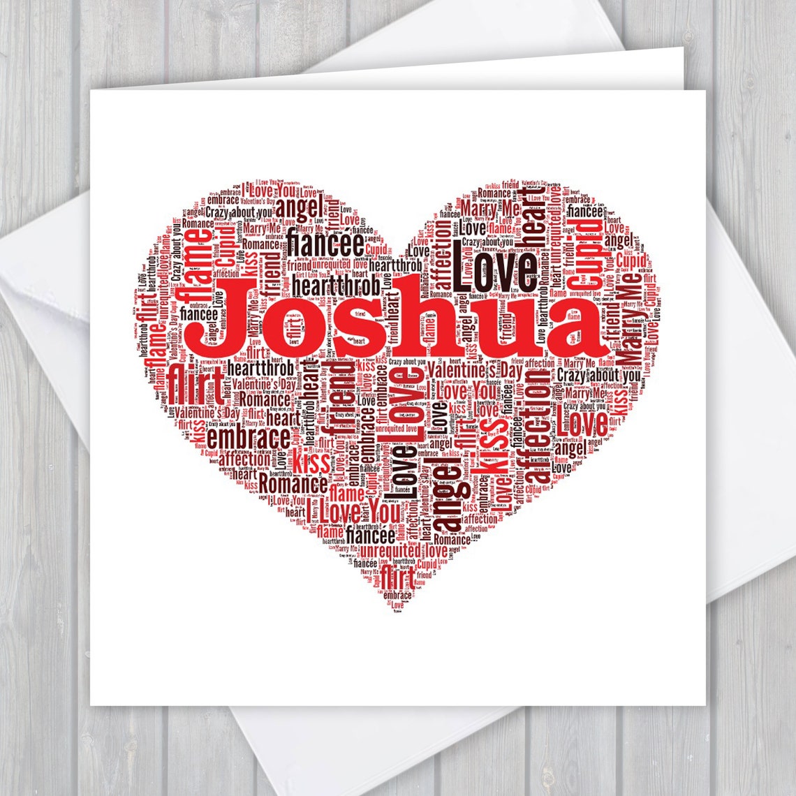 Personalized Love Heart word art greeting card Unique | Etsy