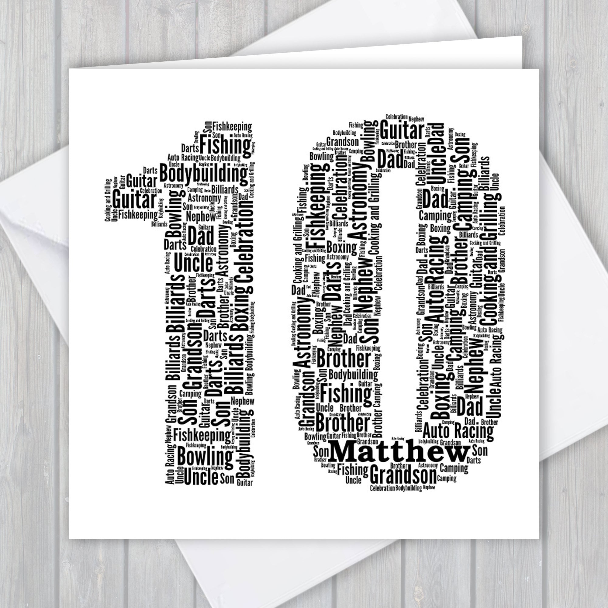 Personalized 10th Birthday Card: Word Art Keepsake - Etsy