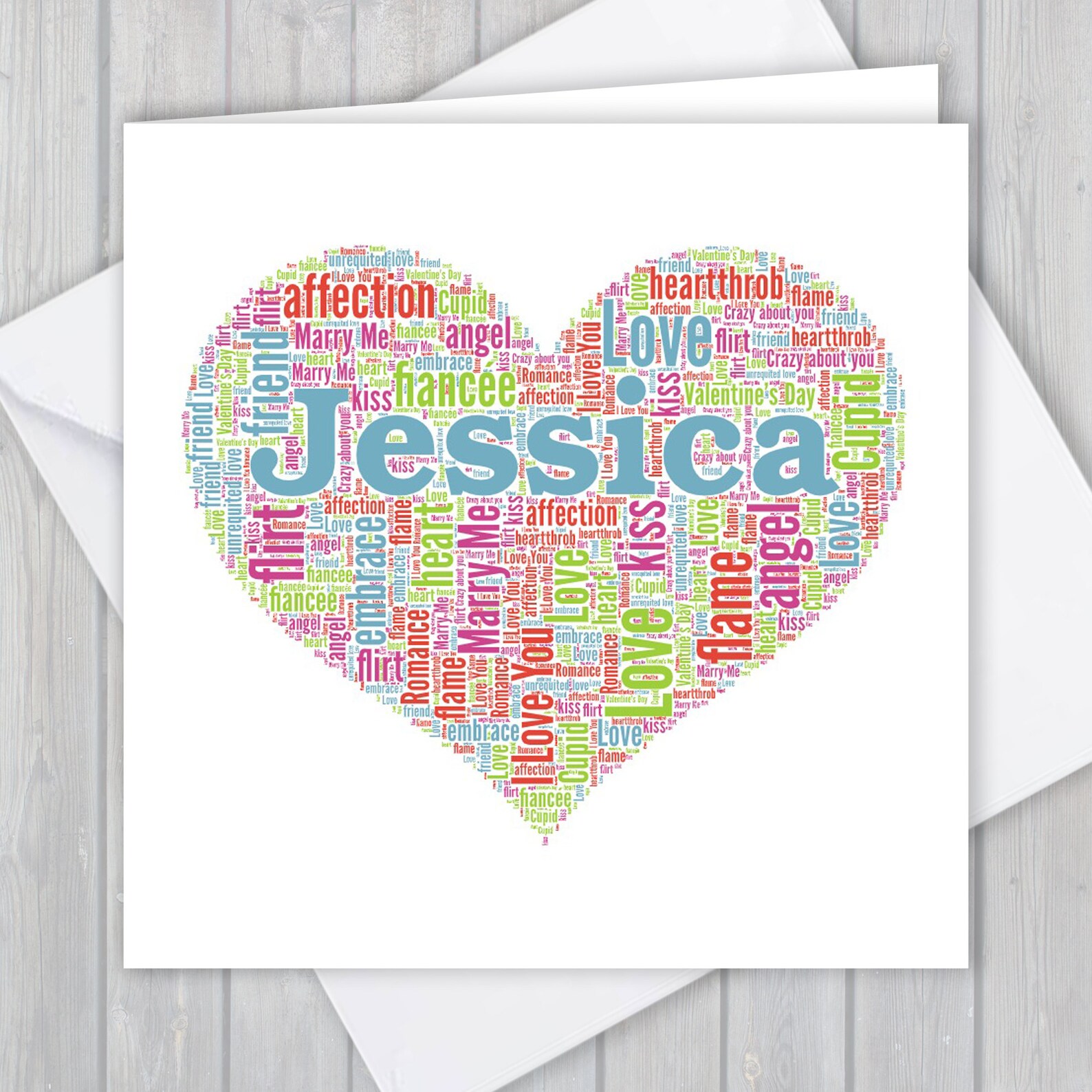 Personalized Love Heart Word Art Greeting Card: Valentine's Day - Etsy UK