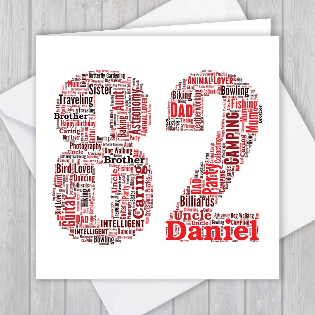 Personalised 82nd Birthday Greeting Card, Unique Anniversary or ...