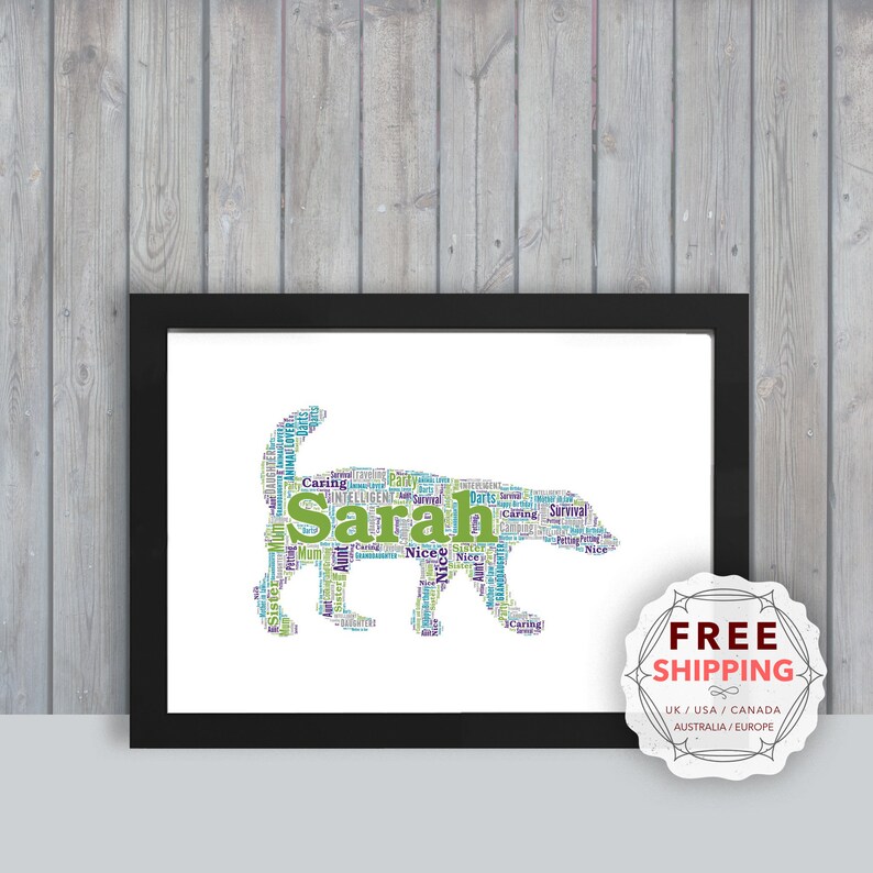 Personalized Honey Badger Word Art Print: Custom Keepsake Gift Ani073 ...