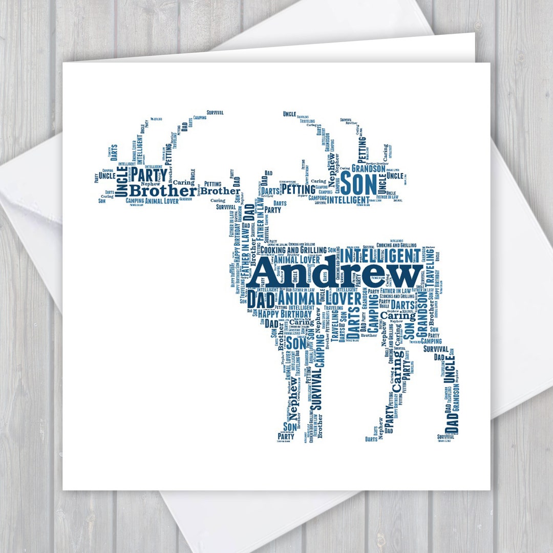 Personalised Elk, Birthday Greeting Card, Unique Anniversary or Thank ...