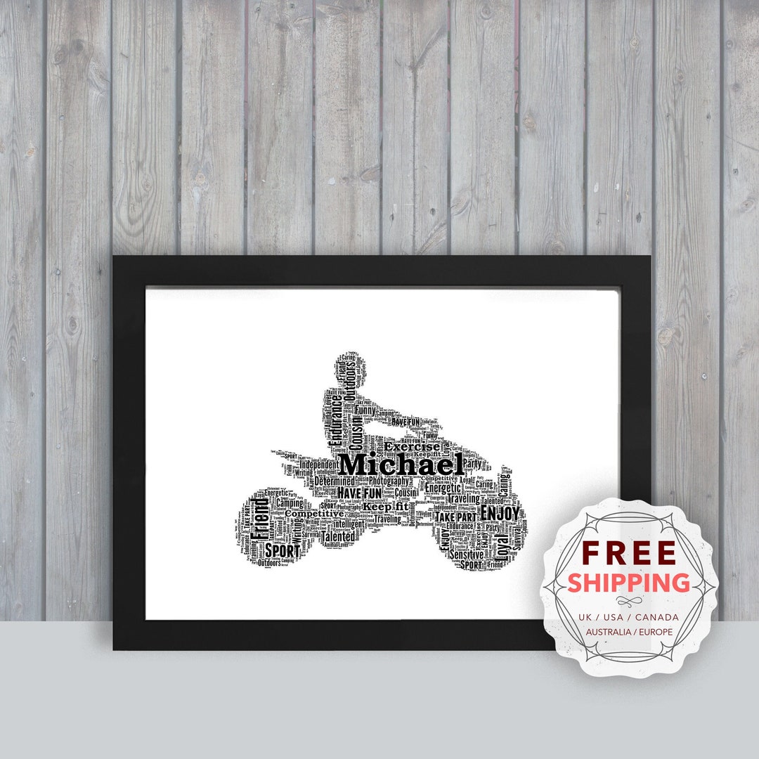 Personalized Quad Bike Word Art Print: Unique Framed Gift SPO021 - Etsy