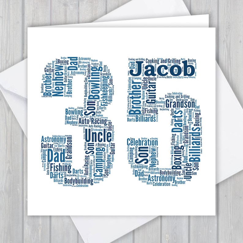 Personalized 35th Birthday Card: Custom Word Art Keepsake GCM035 - Etsy
