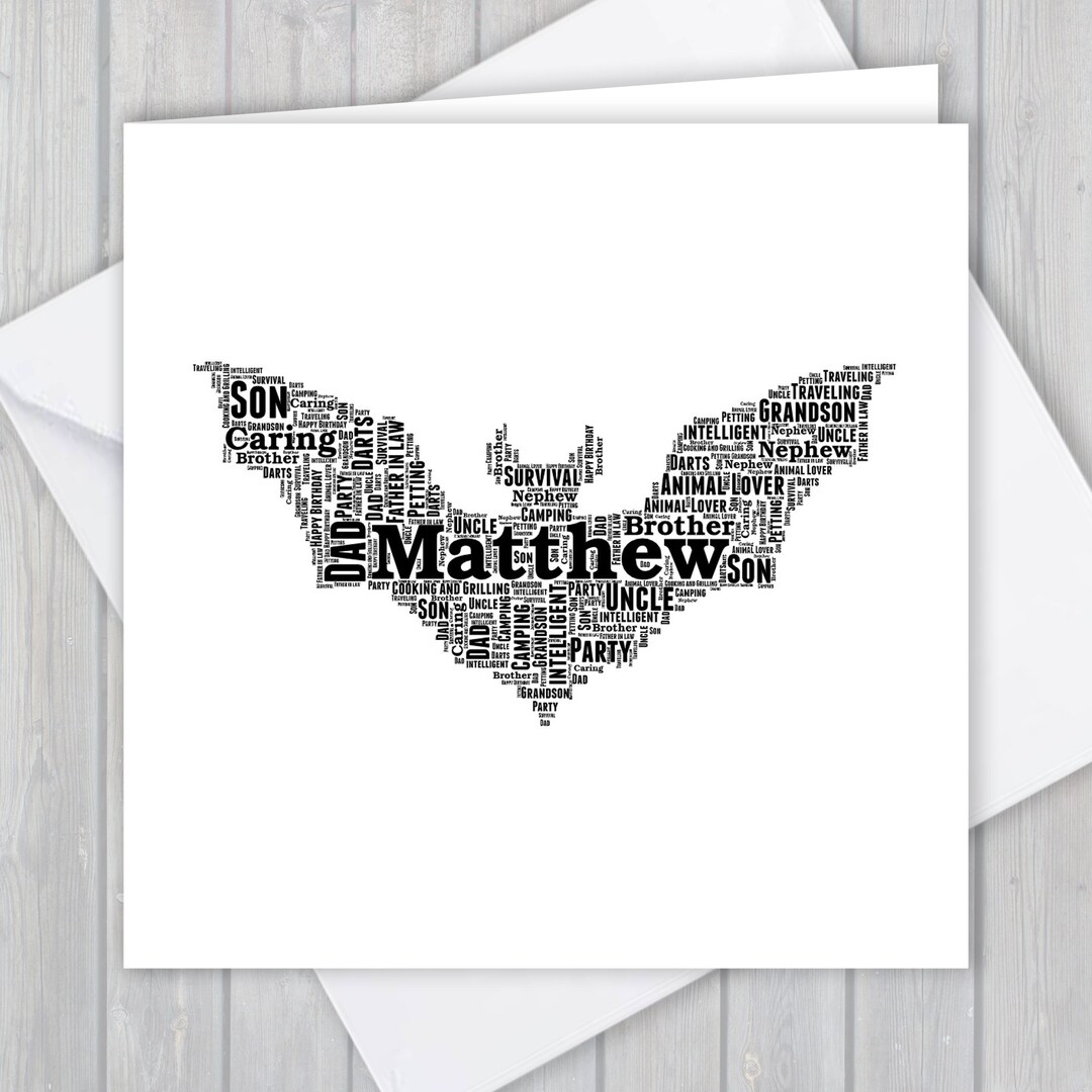 Personalised Bat, Birthday Greeting Card, Unique Anniversary or Thank ...