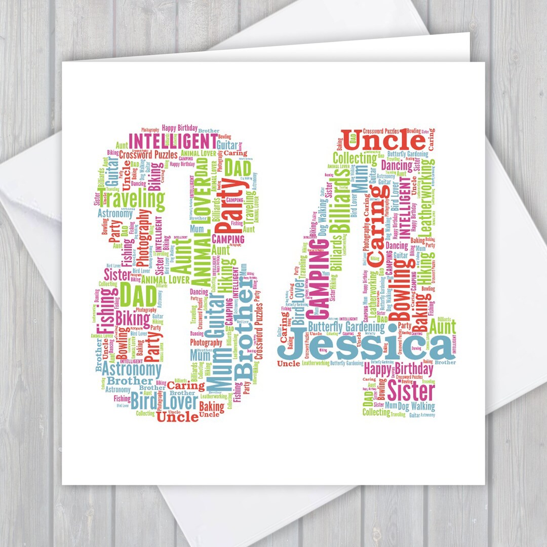 Personalised 84th Birthday Greeting Card, Unique Anniversary or ...