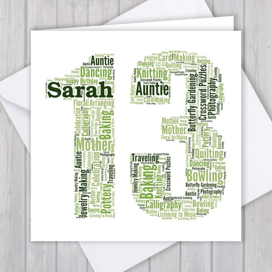 Personalized 13th Birthday Card Custom word art Unique | Etsy