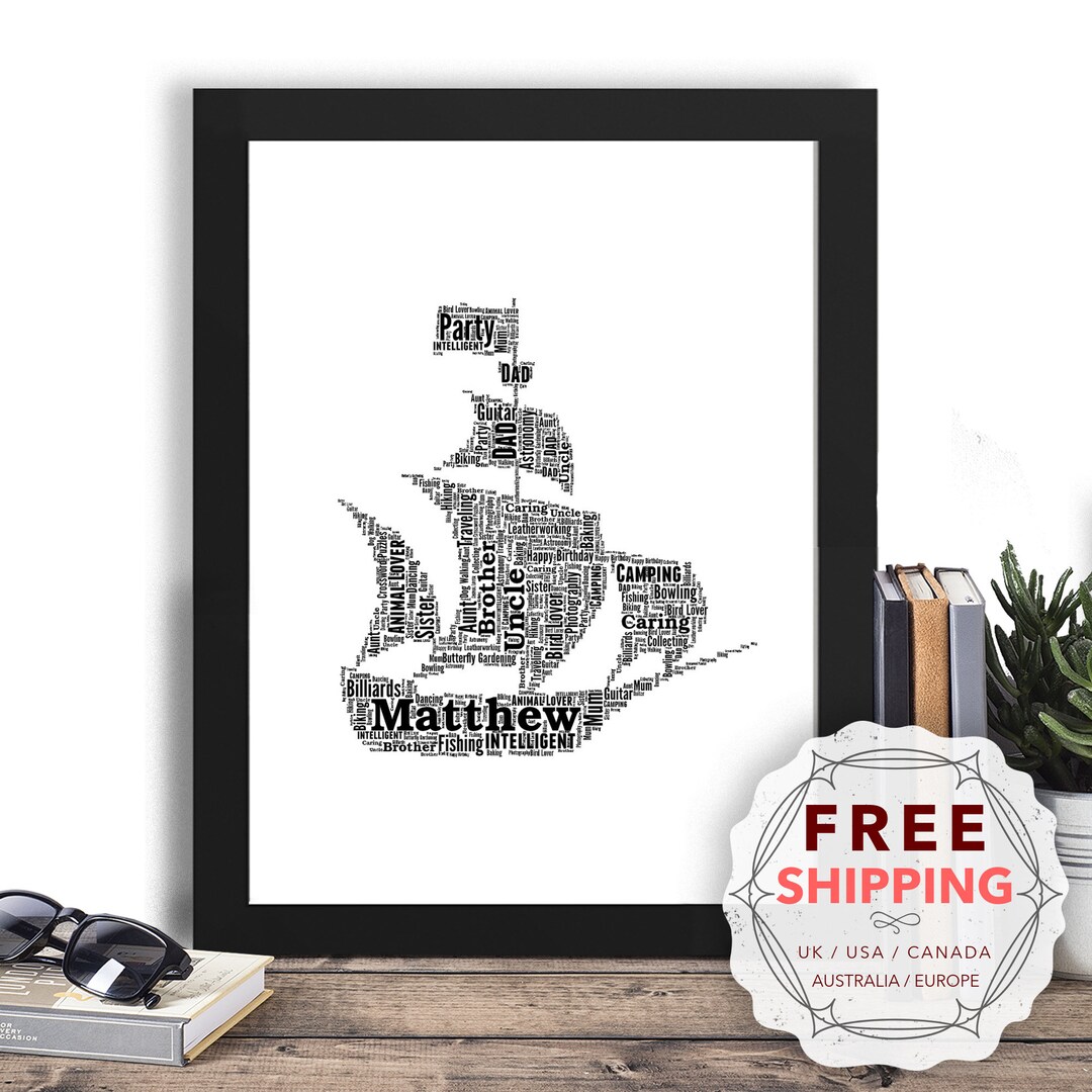 Personalized Pirate Ship Word Art Print: Unique Keepsake Gift HOB023 ...