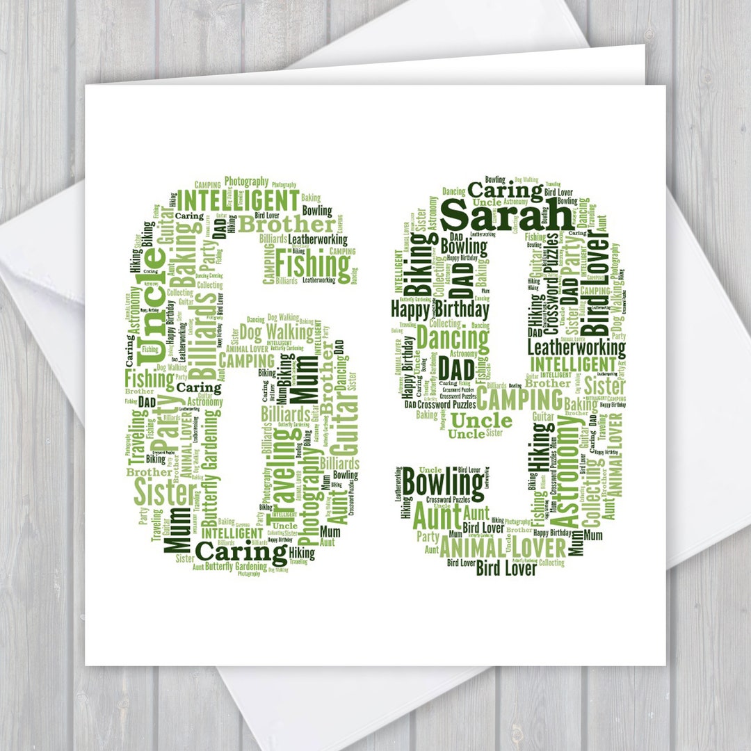 Personalised 69th Birthday Greeting Card, Unique Anniversary or ...