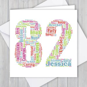 Personalised 82nd Birthday Greeting Card, Unique Anniversary or ...
